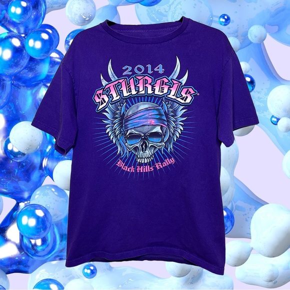 Tops | Unisex Purple Skull Sturgis 214 Biker Short Sleeve Graphic Tee ...